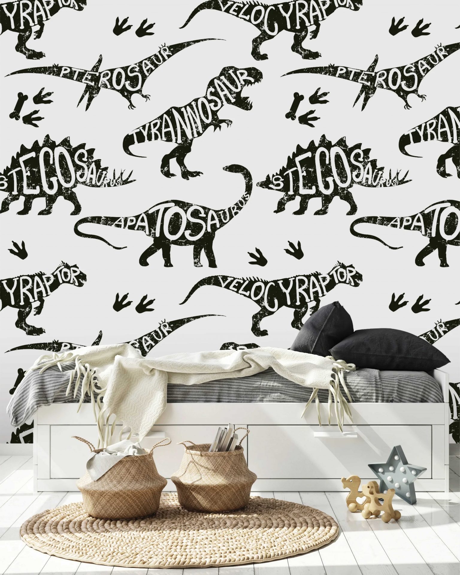 Papel De Parede Dinossauro Preto E Branco Arquiprojeto
